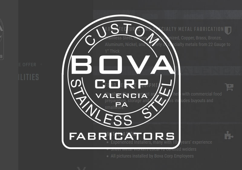 Award-winning Custom Fabrication Website for BOVA Corp